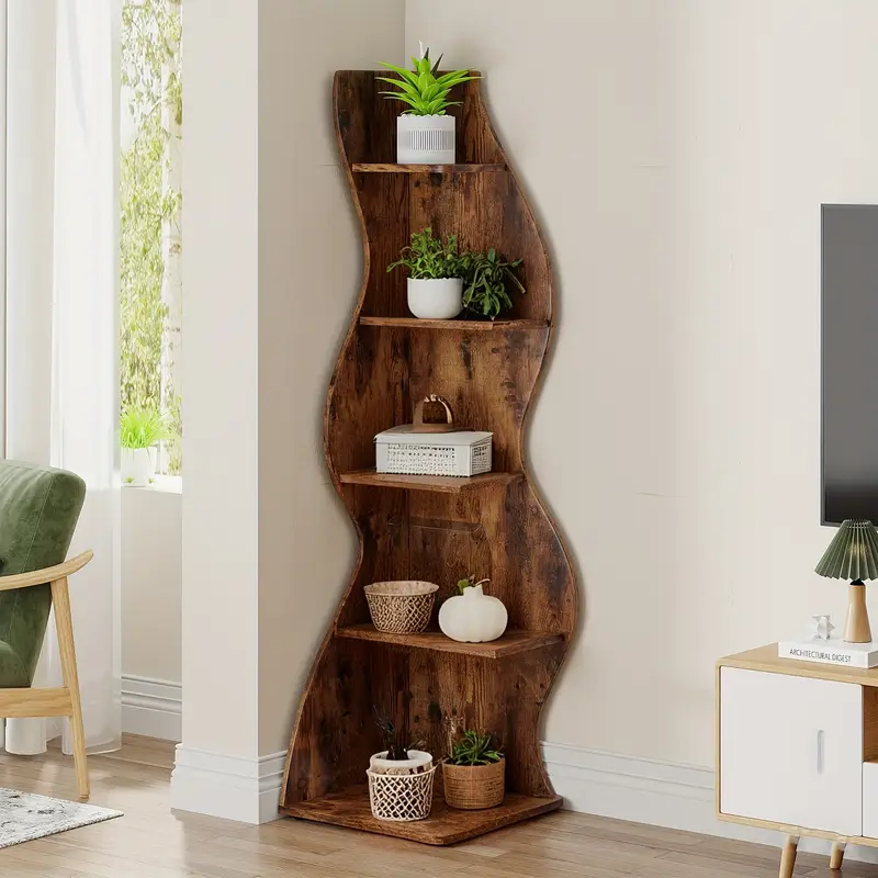 Wooden Corner Stand | Durable & Stylish Living Room Decor