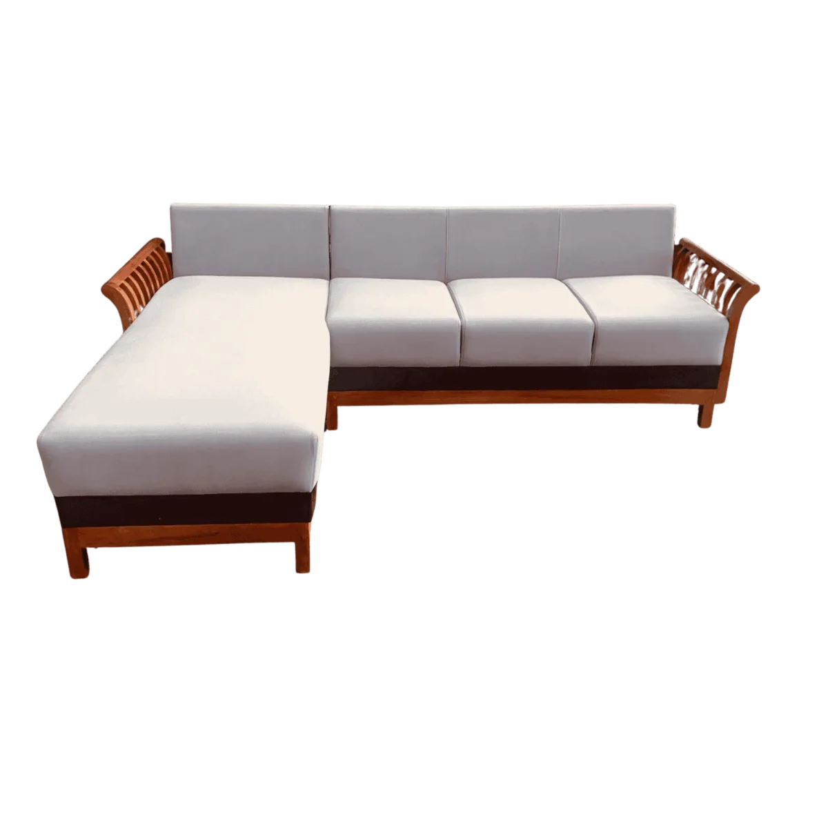 AuraWave Full Cover Corner Sofa Set 3+Diwan For Living Room